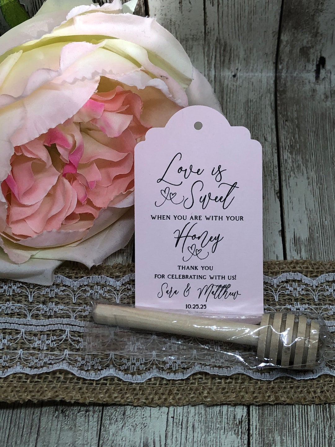 3" Wedding Favor Tags, Wedding Tags, Gold Foil Tags, Love is Sweet ...