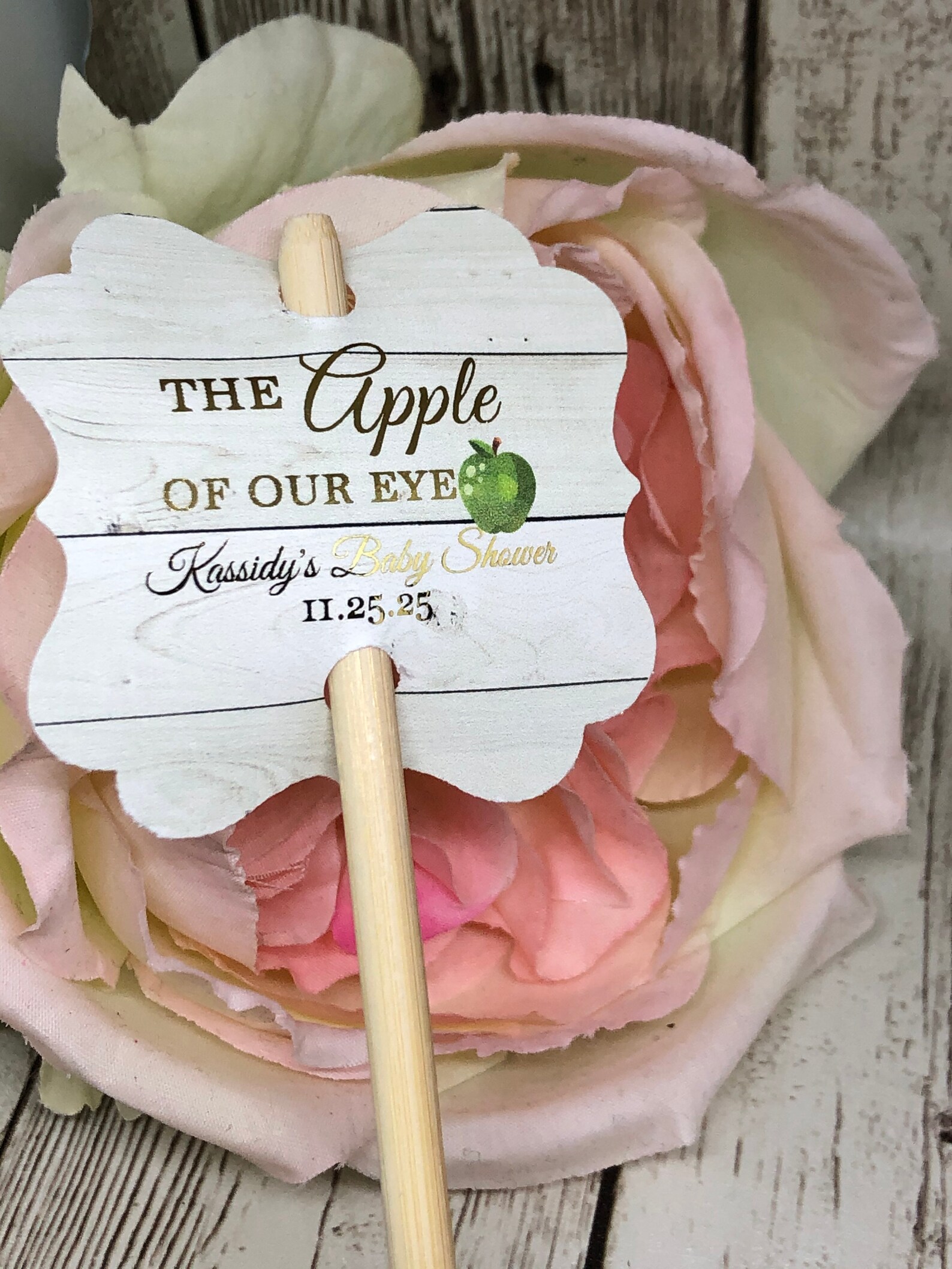 Apple Of Our Eye Baby Shower Favor Tags Gold Foil Tags | Etsy