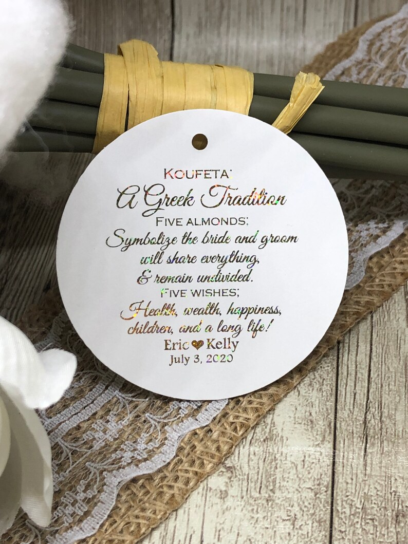 Koufeta Favor Tags: Greek Wedding Almond Tradition, 2" Size - Etsy