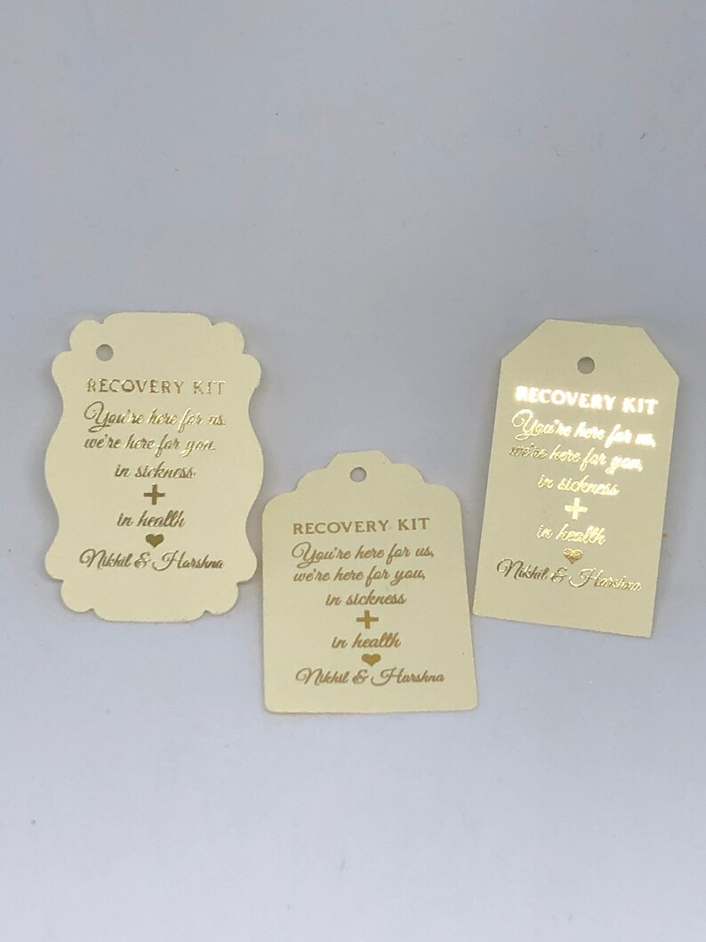 Wedding Recovery Kit Favor Tags Recovery Kit Favor Tags Gold - Etsy