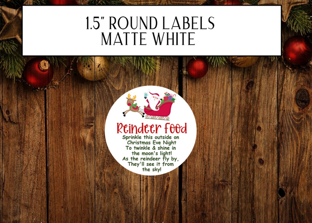 1.5" Round Reindeer Food Labels, for DIY Reindeer Food Christmas Crafts ...