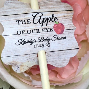 Apple of Our Eye Baby Shower Favor Tags, Gold Foil Tags, Rustic Wood ...