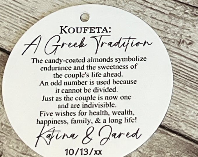 Koufeta A Greek Wedding Tradition Tags Five Sugared Almonds Olive ...
