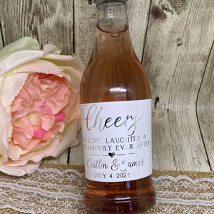 Mini Wine Bottle Labels, Cheers Love Laughter Happily Ever After ...