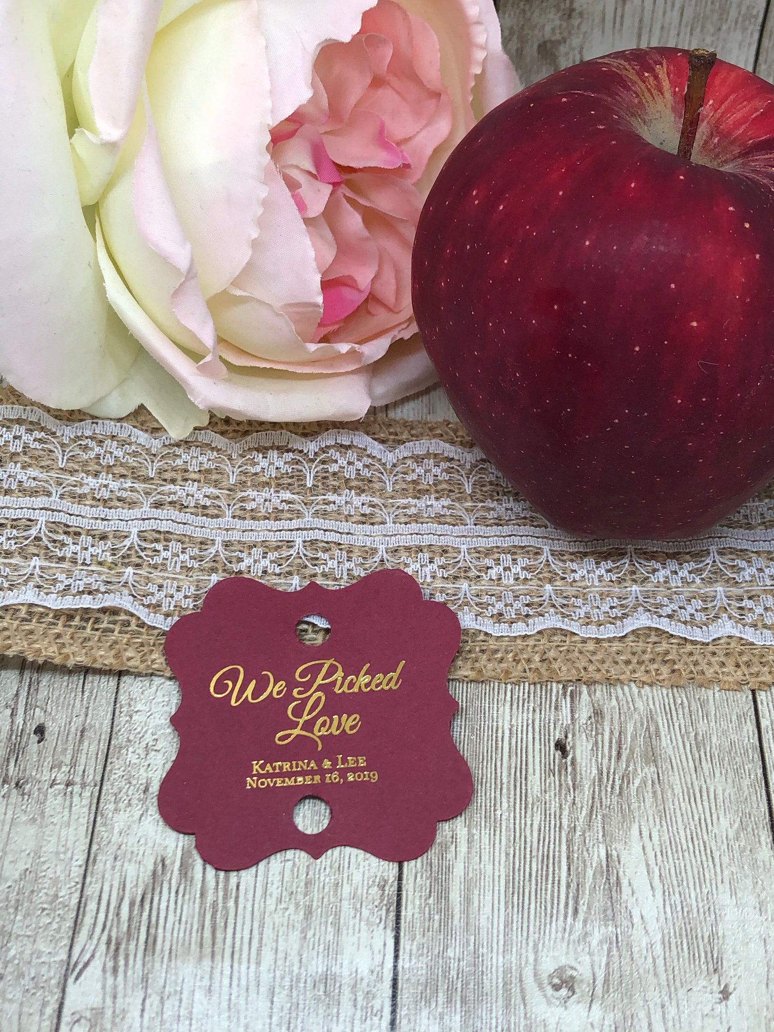 2 Favor Tags Candy Apple Favor Tags We Picked Love - Etsy