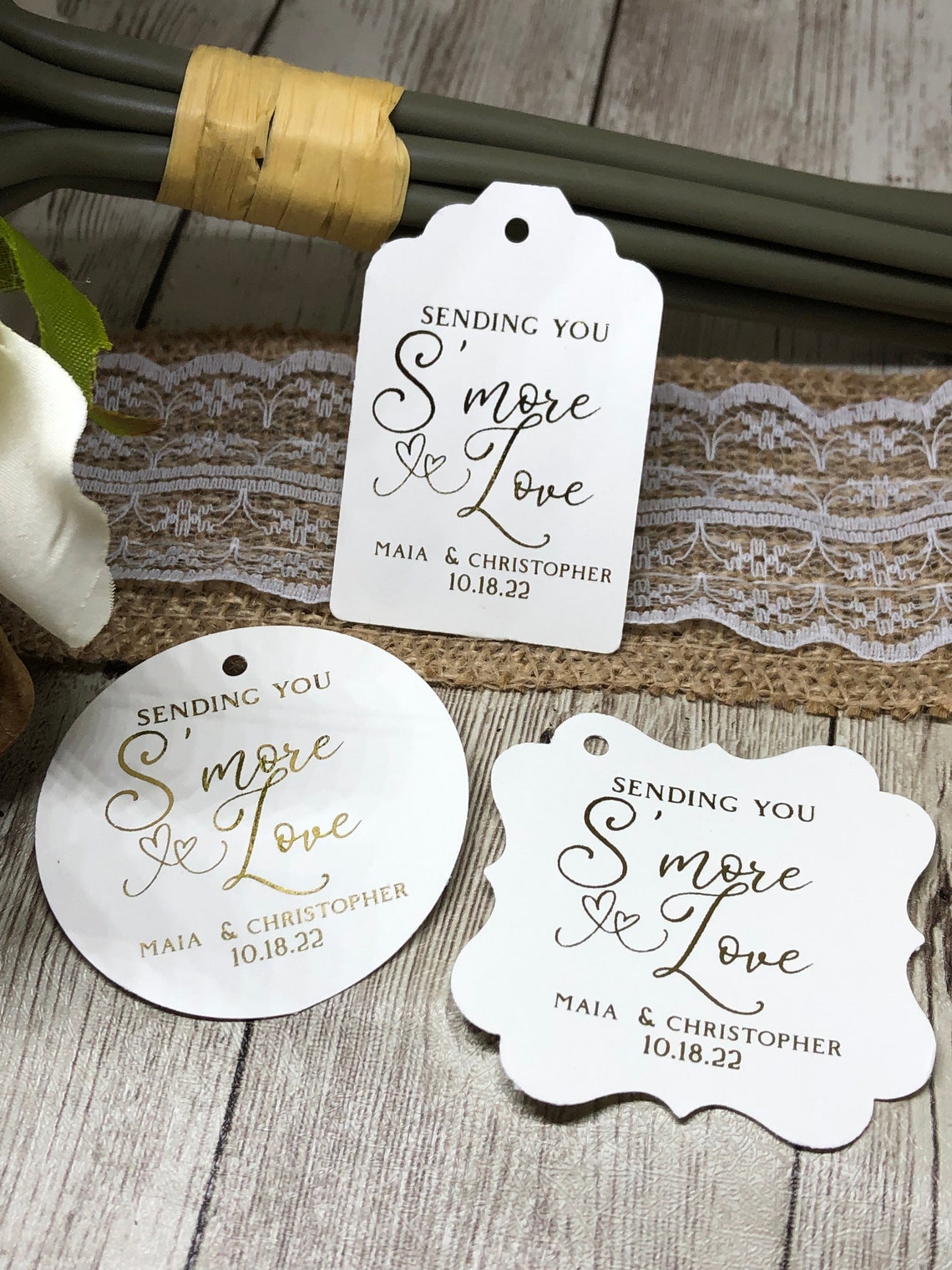 Personalized Wedding Favor Tags Wedding Tags Gold Foil Tags | Etsy