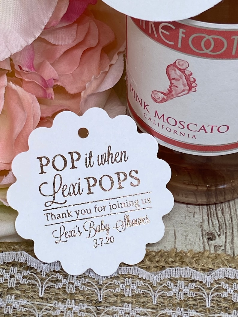 Personalized Baby Shower Favor Tags: Pop When She Pops, 2 Inch - Etsy