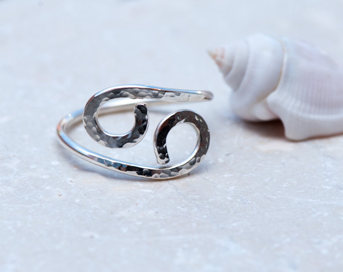 Cancer Zodiac Ring Cancer Horoscope Ring Adjustable Hammered | Etsy