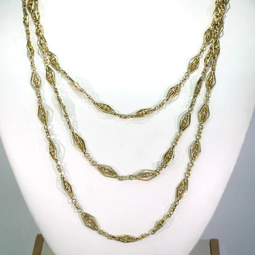 Antique French 18k Gold Long Guard Chain C. 1890 60 - Etsy