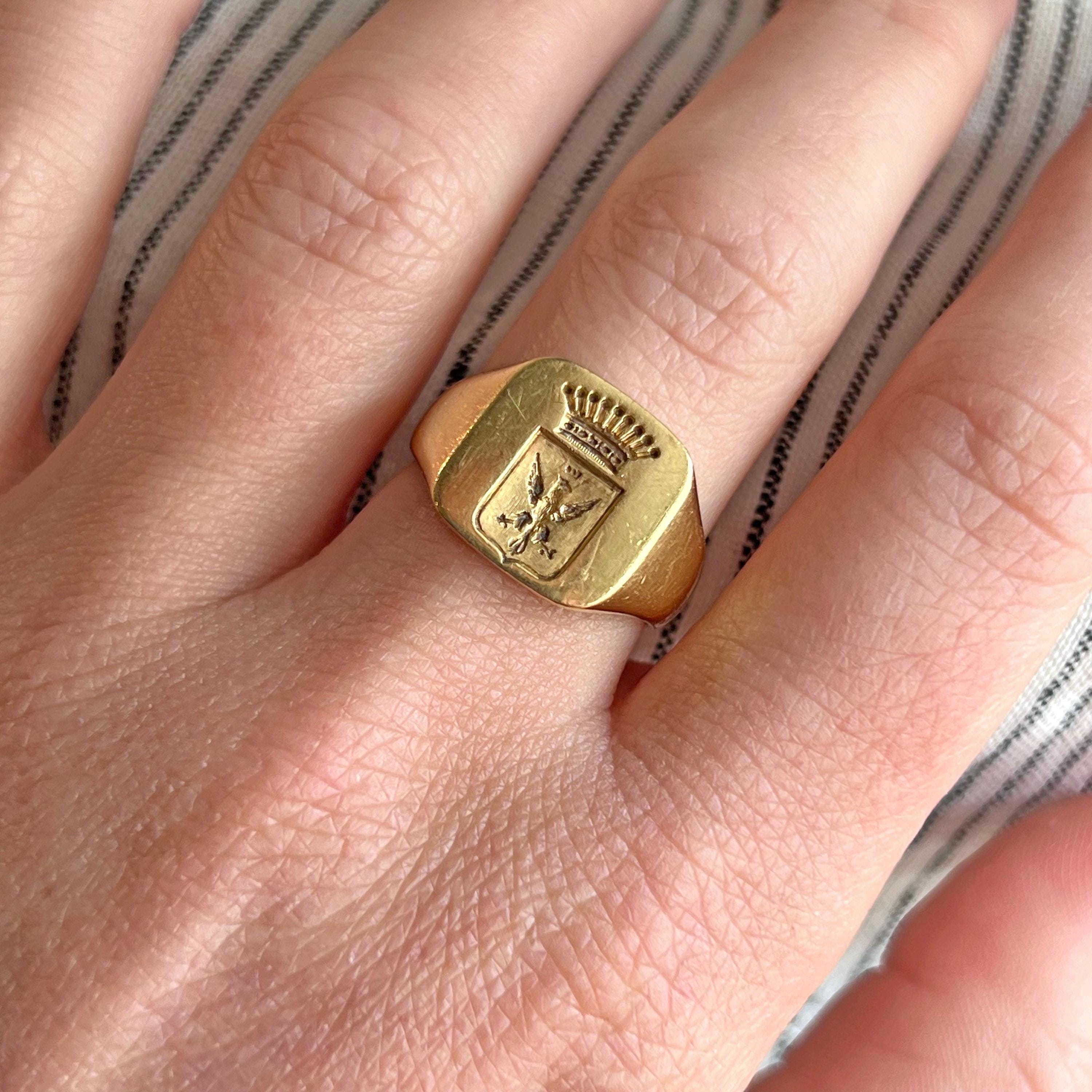 Antique Gold French Intaglio Signet Ring 18 Karat C. 1890 Size 8 - Etsy