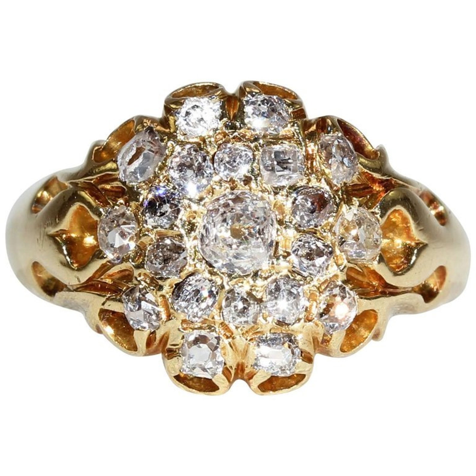Victorian Diamond Triple Cluster Ring Size 9.5 - Etsy