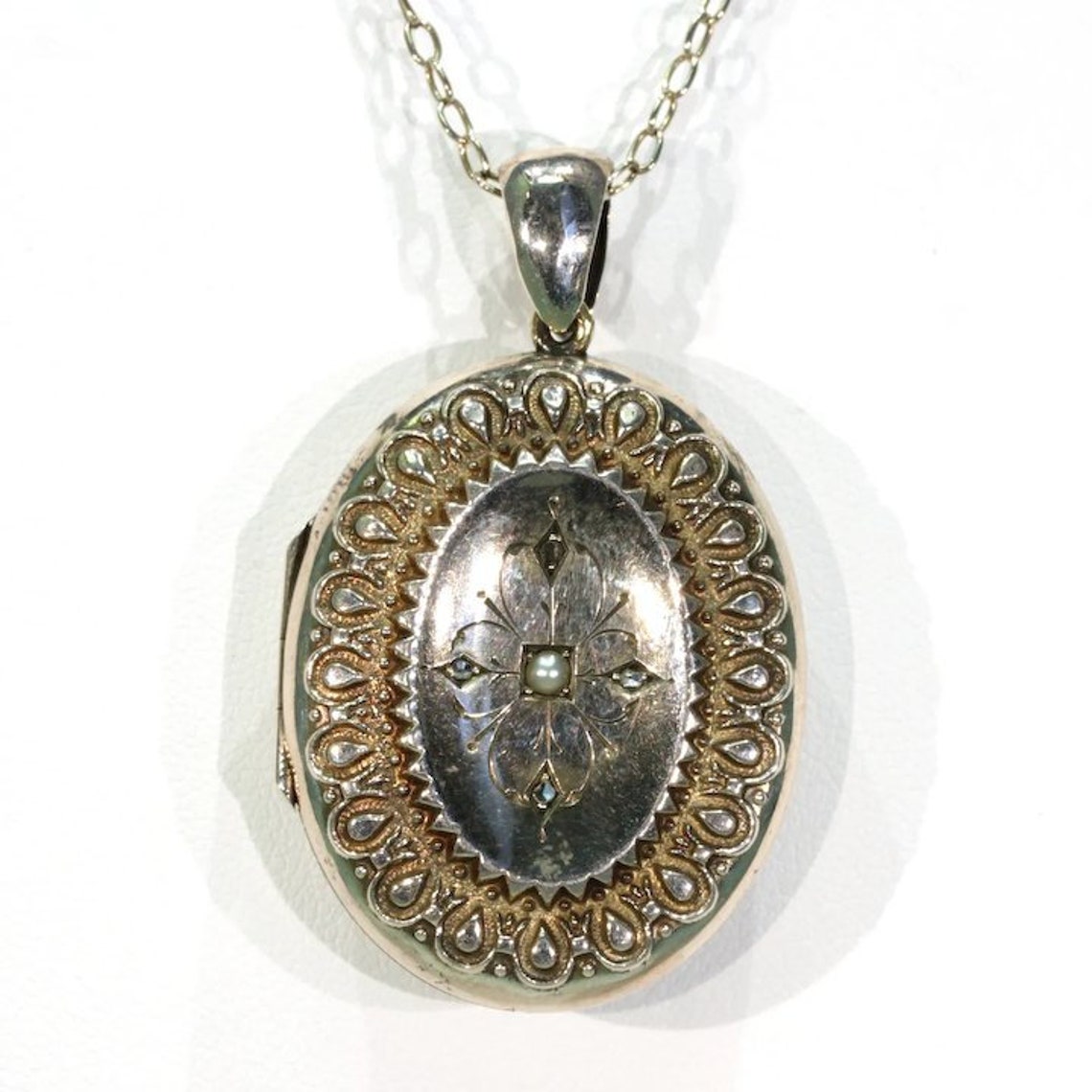 Fancy Victorian Locket Gold Pearls Pendant - Etsy