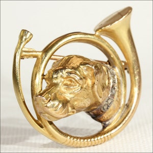 Antique Victorian Hunting Brooch, 18k and Diamond Pin - Etsy