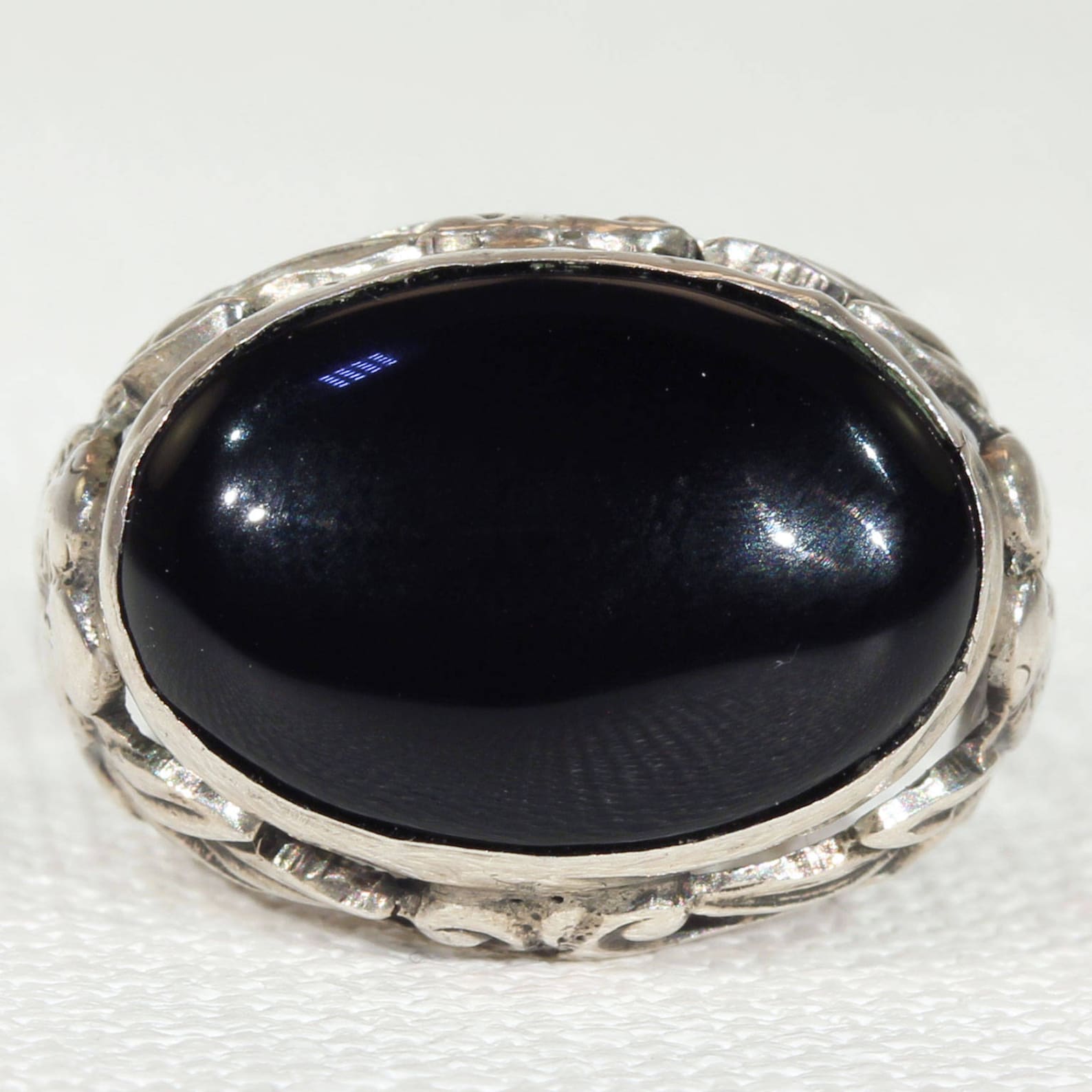 Art Deco Sterling Onyx Love Birds Ring - Etsy