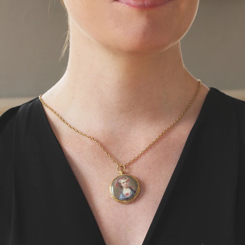 Georgian Enamel Portrait Locket Pendant 18k Gold - Etsy