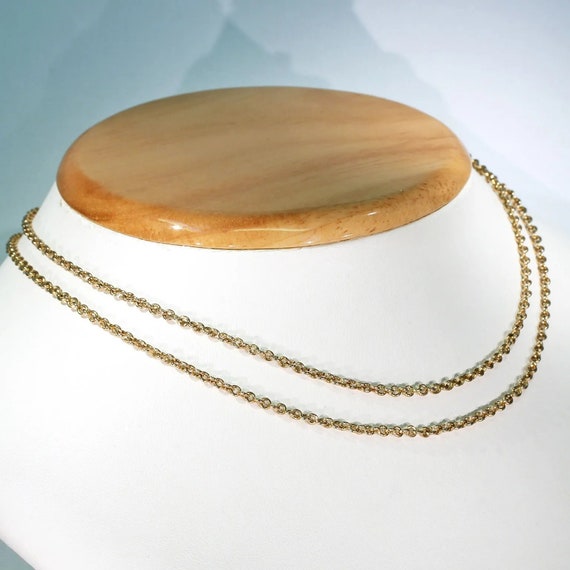 Edwardian 9k Gold Link Chain 28 inches Long Necklace - Gem
