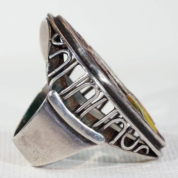 Enamel Still Life Silver Ring - Gem