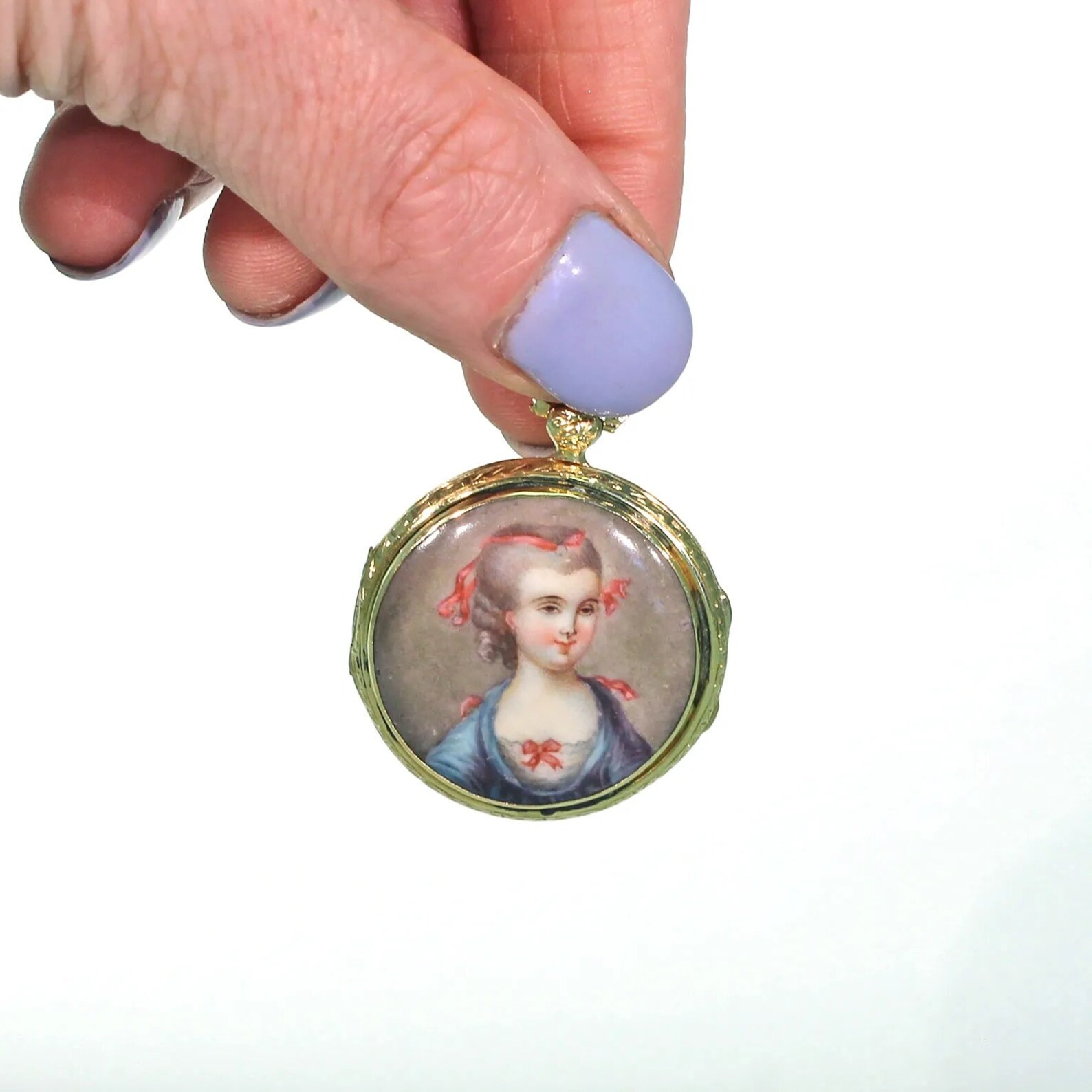 Georgian Enamel Portrait Locket Pendant 18k Gold - Etsy