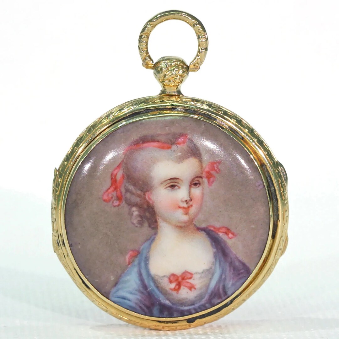 Georgian Enamel Portrait Locket Pendant 18k Gold - Etsy