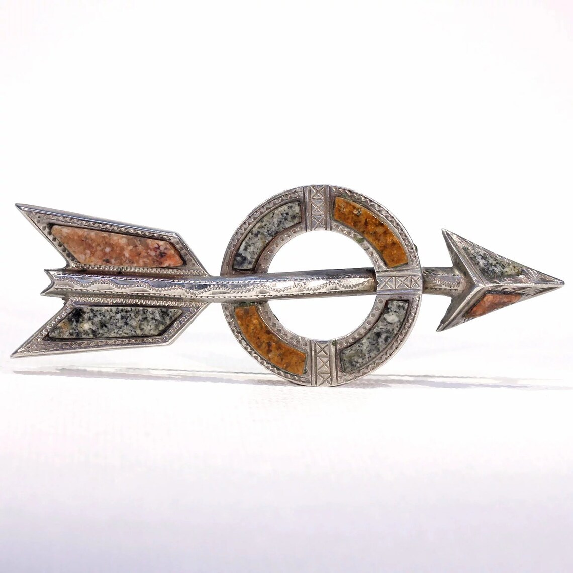Antique Victorian Arrow and Circle Scottish Pebble Brooch Pin | Etsy