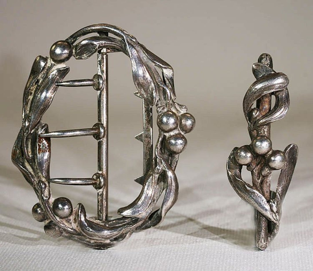 Antique French Art Nouveau Mistletoe Silver Belt Buckle - Etsy