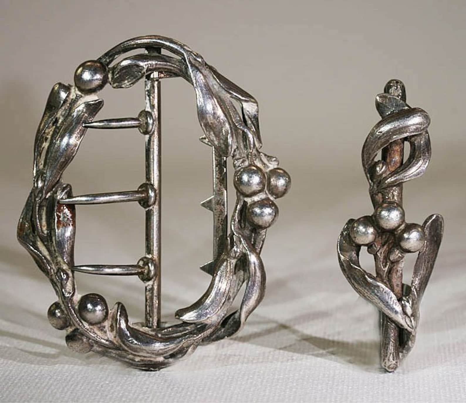 Antique French Art Nouveau Mistletoe Silver Belt Buckle - Etsy
