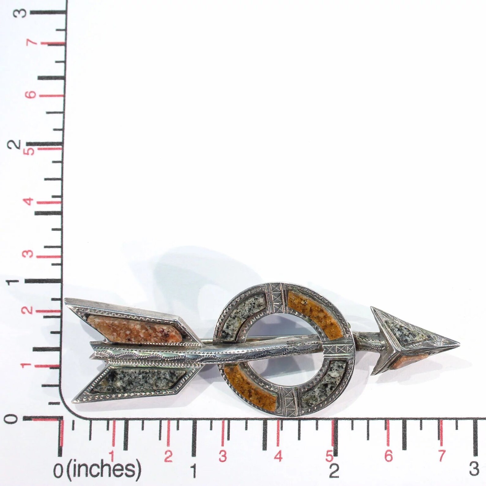 Antique Victorian Arrow and Circle Scottish Pebble Brooch Pin - Etsy