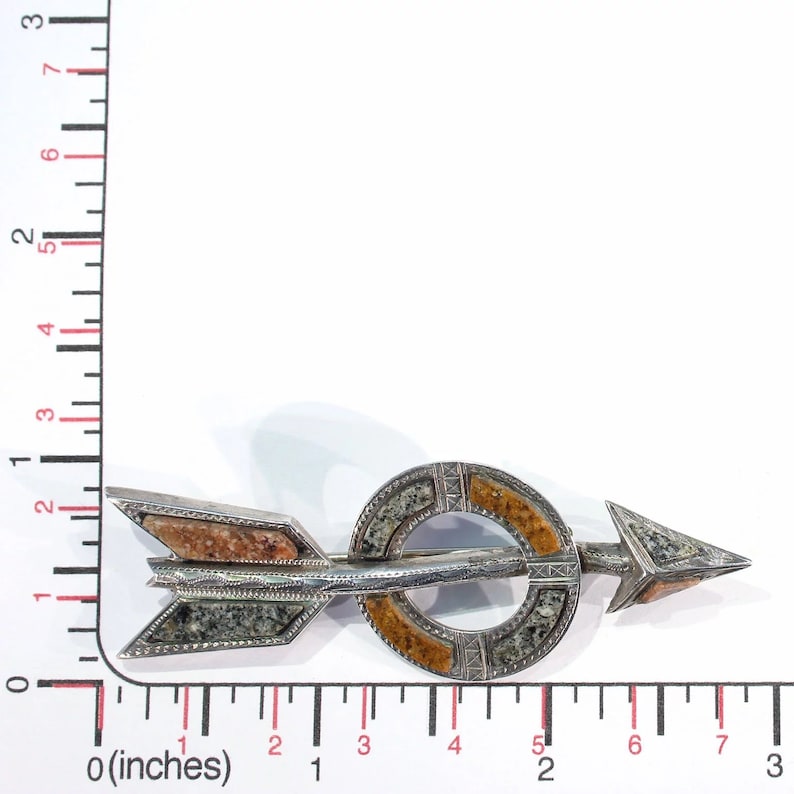 Antique Victorian Arrow and Circle Scottish Pebble Brooch Pin | Etsy