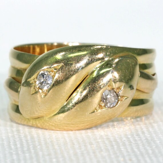 Edwardian Large Double Snake Ring Men's Diamond Size 12 | Etsy