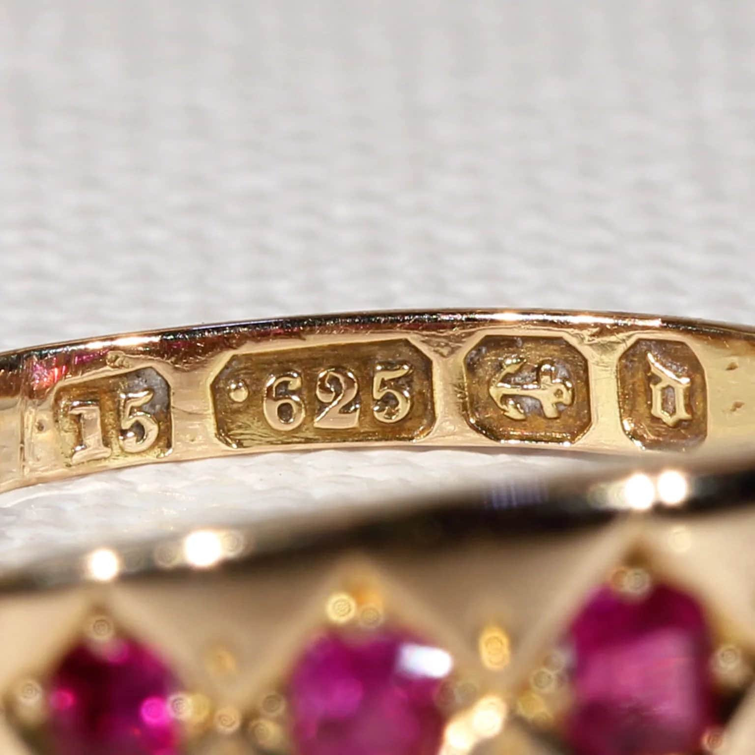 Victorian 5 Stone Ruby Ring in 15k Gold Size 7.75 Birmingham | Etsy