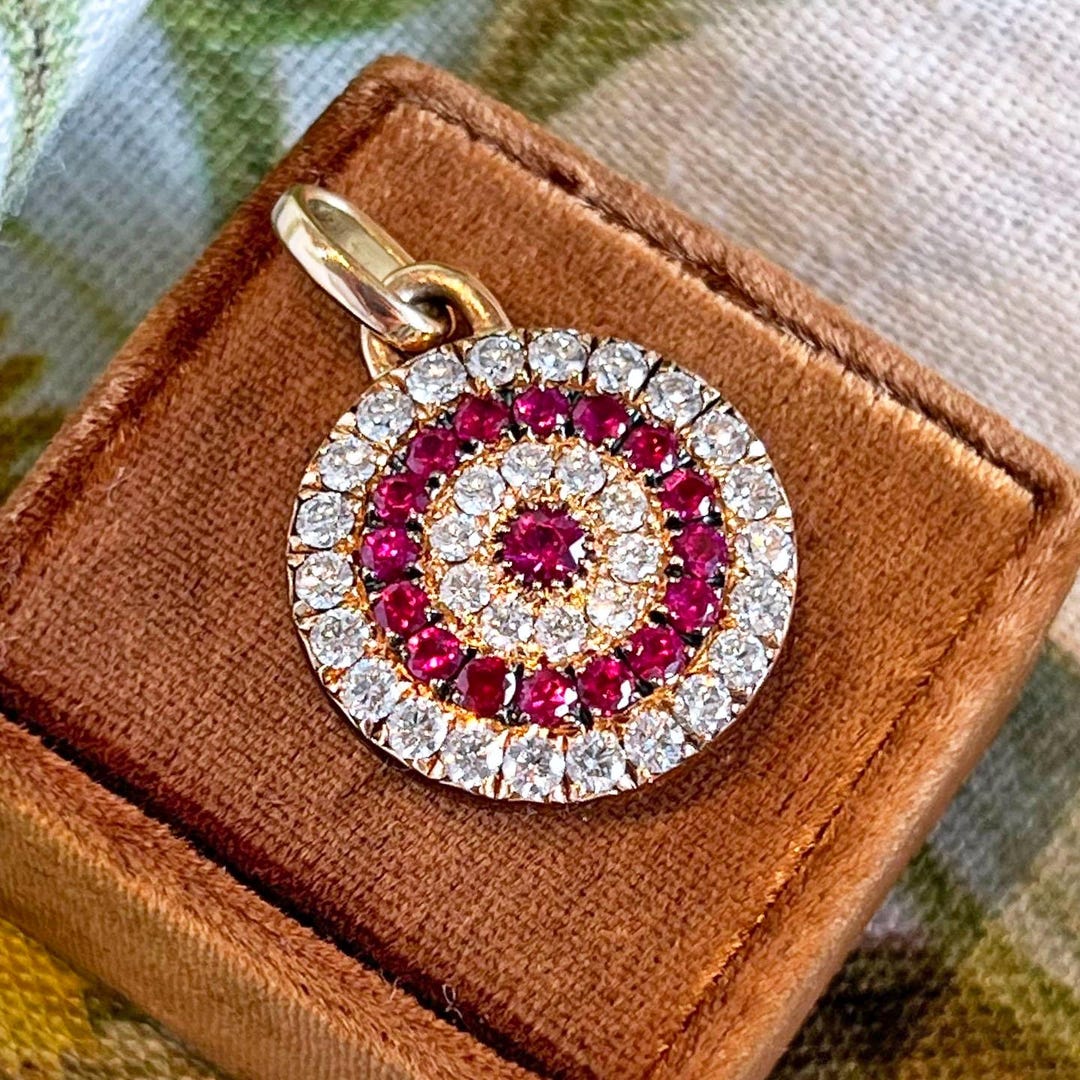 Vintage Double-sided Ruby Diamond Pendant C. 1960 - Etsy