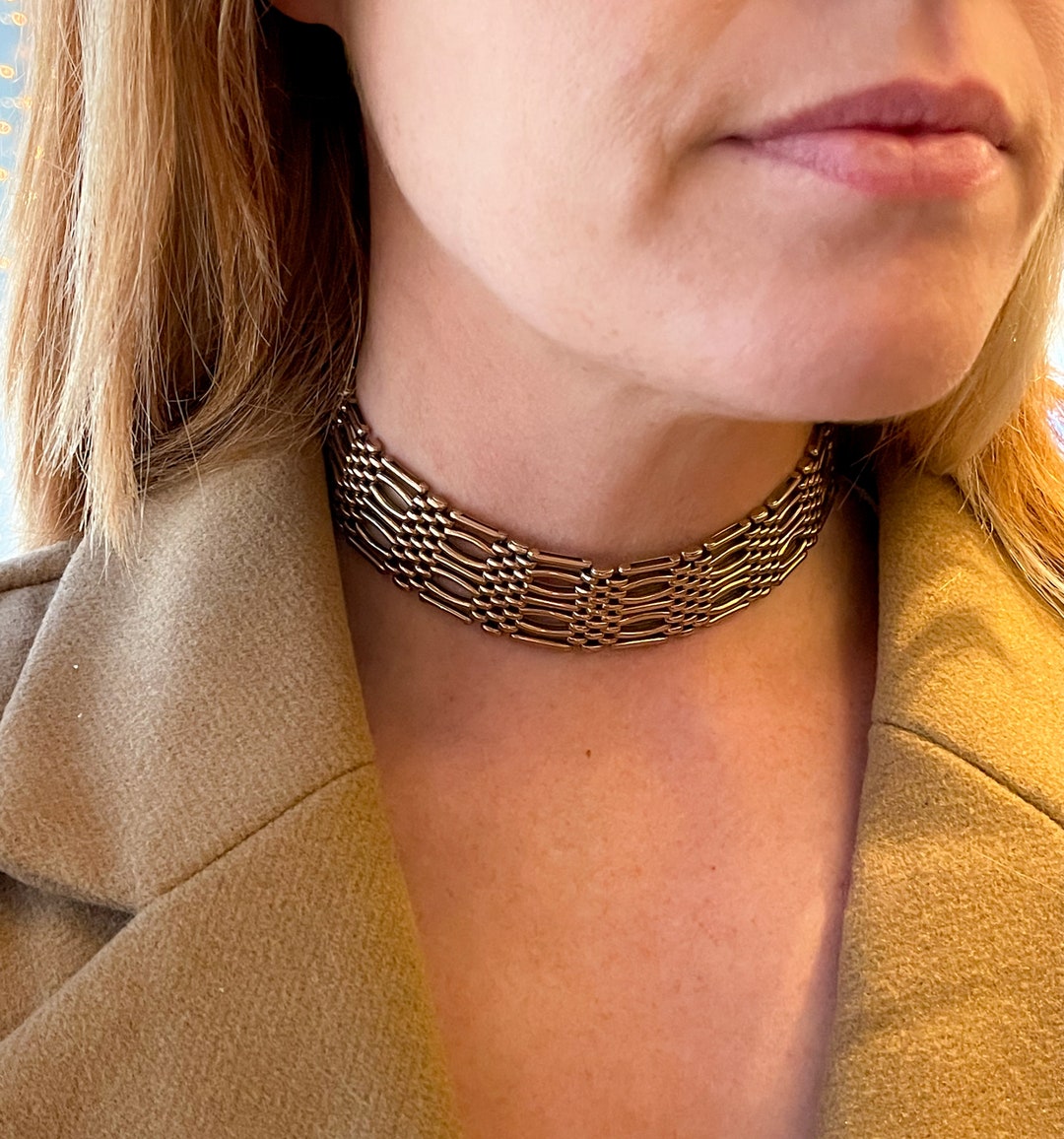 Antique Edwardian Gate Collar Necklace 9k Gold - Etsy