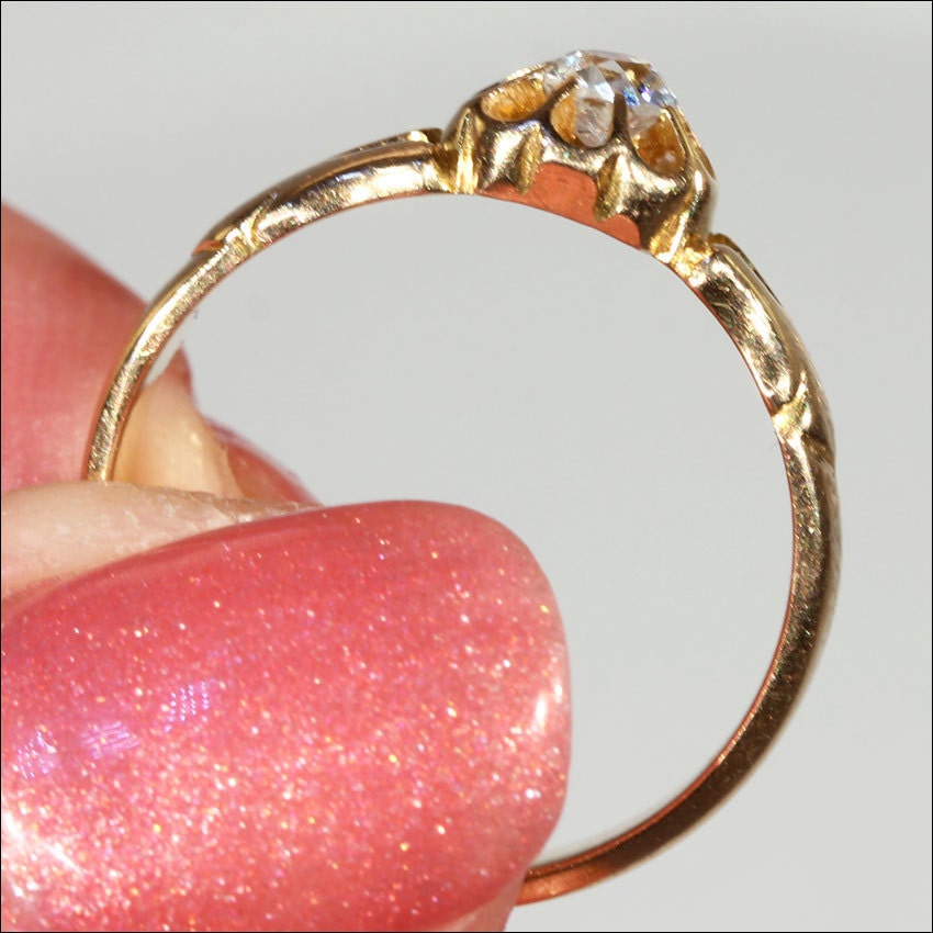 Antique Victorian Diamond Solitaire Ring in 18k Gold | Etsy