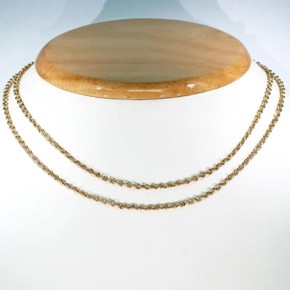 Edwardian 9k Gold Link Chain 28 inches Long Necklace - Gem