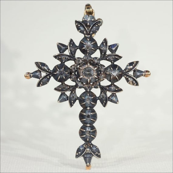 Antique Georgian Diamond Flemish Cross in 14k Gold an… - Gem