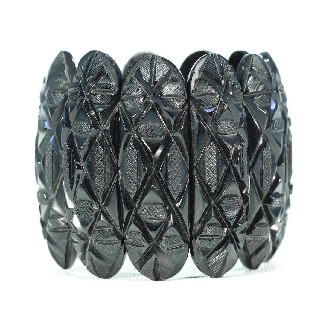 Antique Victorian Carved Jet Bracelet - Etsy
