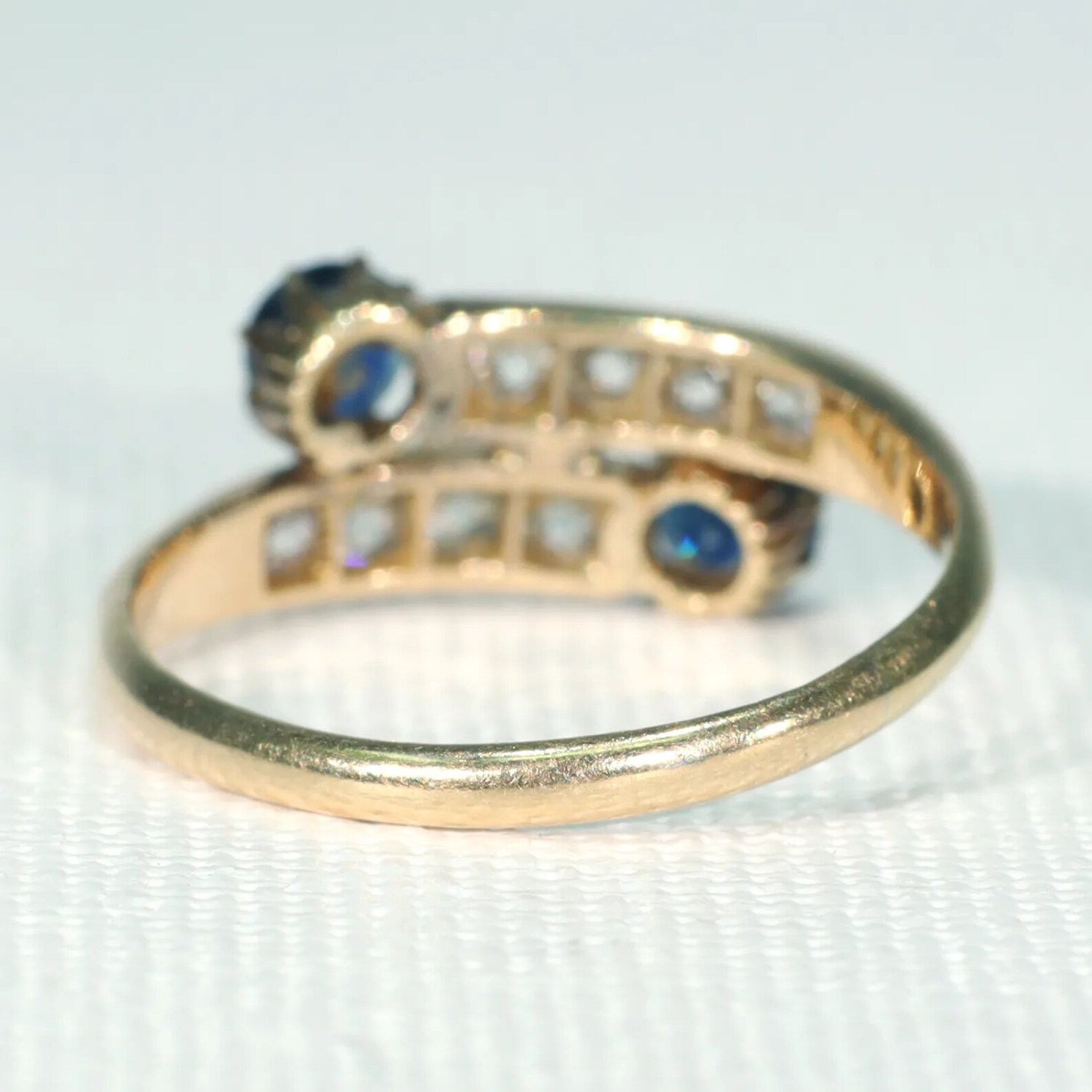 Victorian Sapphire Diamond By-pass Ring 18k Gold Size 8.5 - Etsy