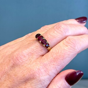 Antique Victorian 5 Stone Unheated Natural Ruby Diamond Ring 18k Gold ...