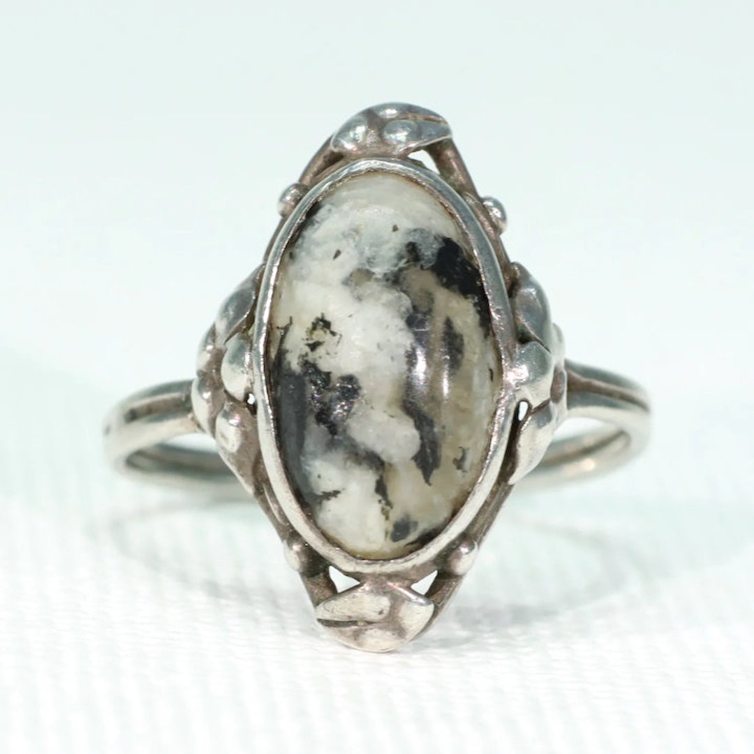 Antique Arts & Crafts Silver Granite Ring Size 5.5 - Etsy