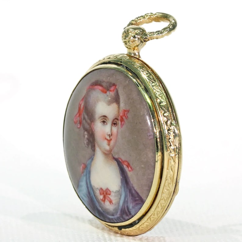 Georgian Enamel Portrait Locket Pendant 18k Gold - Etsy