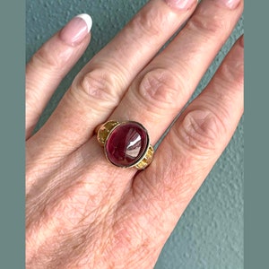 Victorian Large Gold Cabochon Garnet Ring Size 10 - Etsy