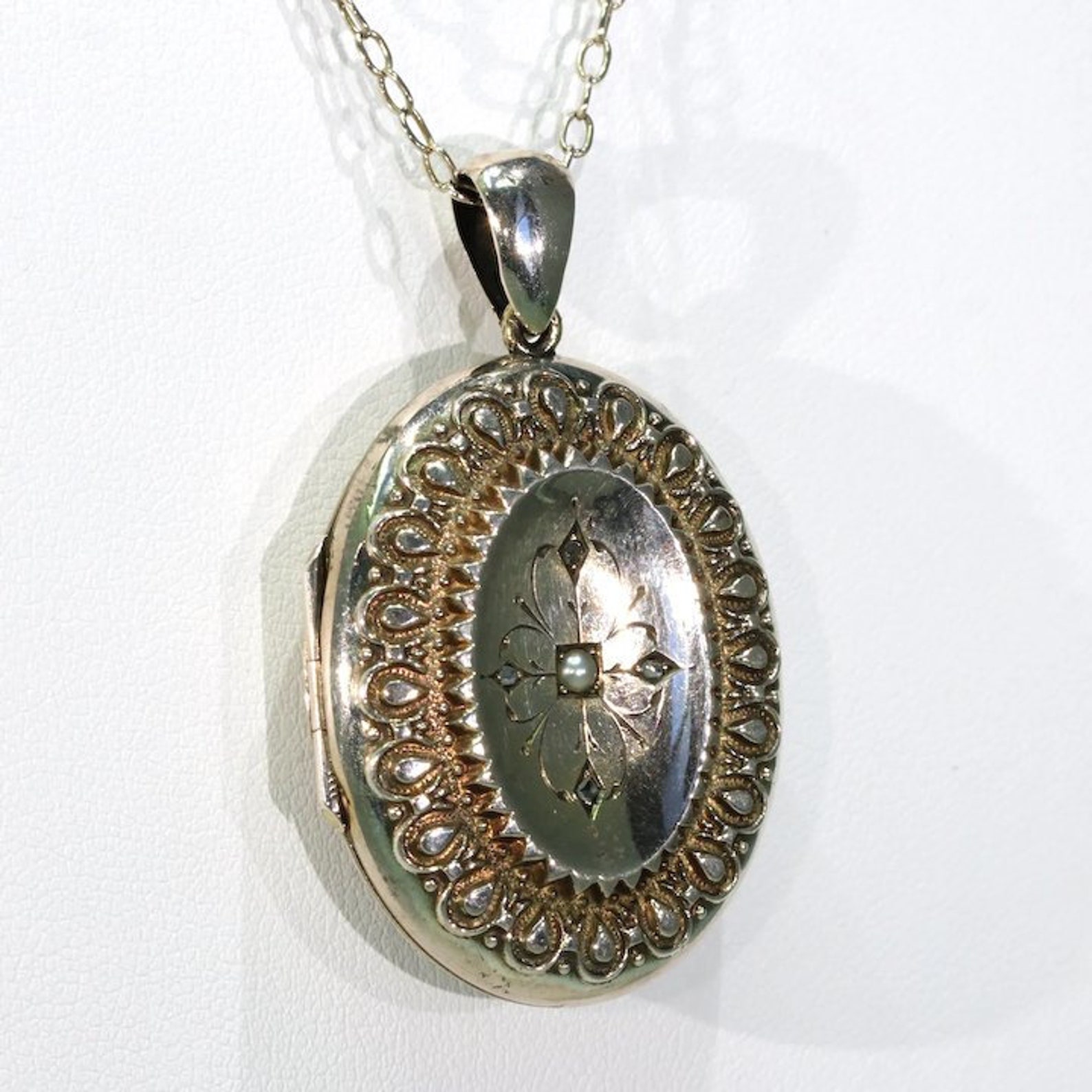 Fancy Victorian Locket Gold Pearls Pendant | Etsy
