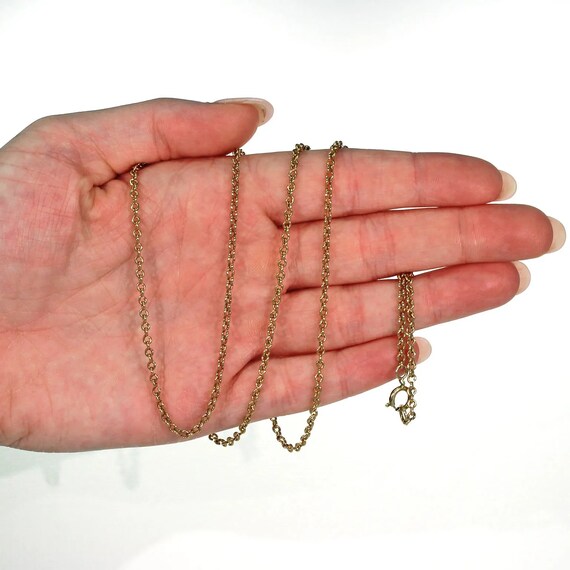 Edwardian 9k Gold Link Chain 28 inches Long Necklace - Gem
