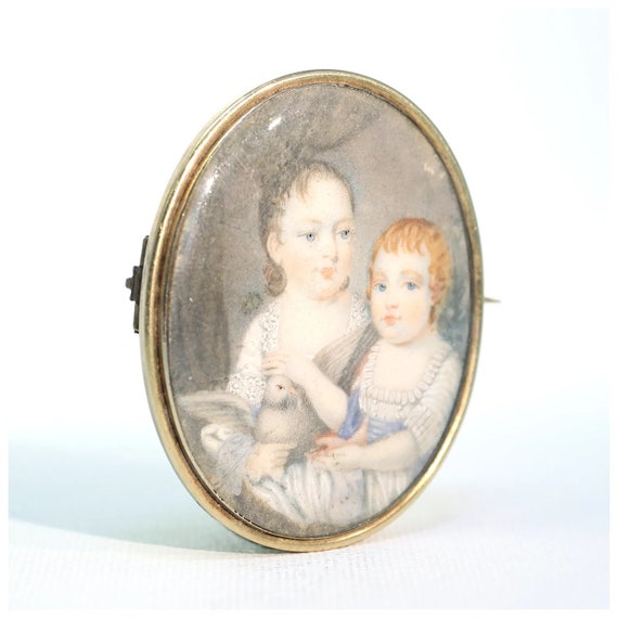 Early Victorian Enamel Portrait Miniature 15k Gold - Gem