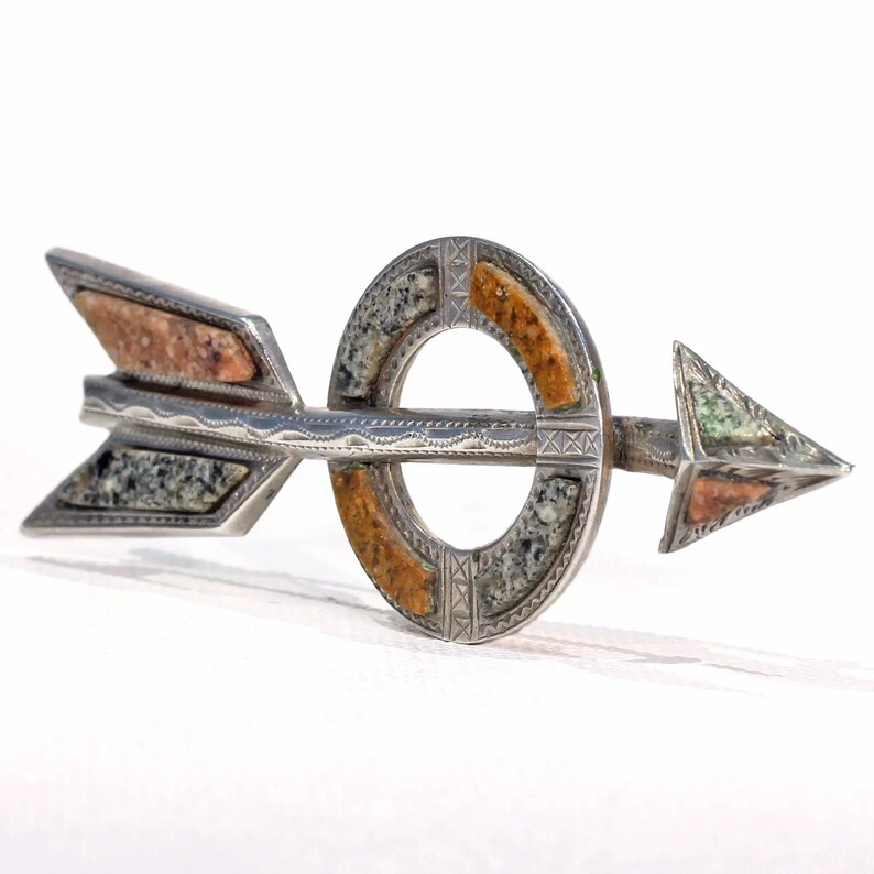 Antique Victorian Arrow and Circle Scottish Pebble Brooch Pin | Etsy