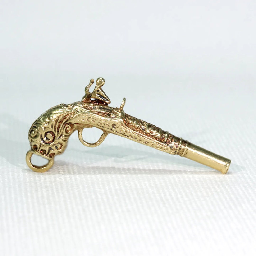 Vintage 18k Gold Flintlock Pistol Pendant - Etsy