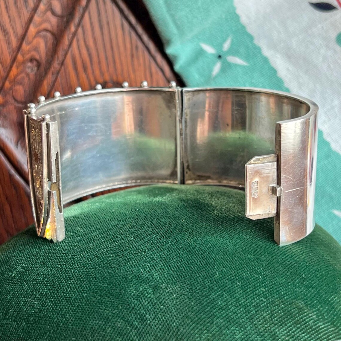 Victorian Sterling Silver Bangle Bracelet Floral Embossed C. 1880 - Etsy