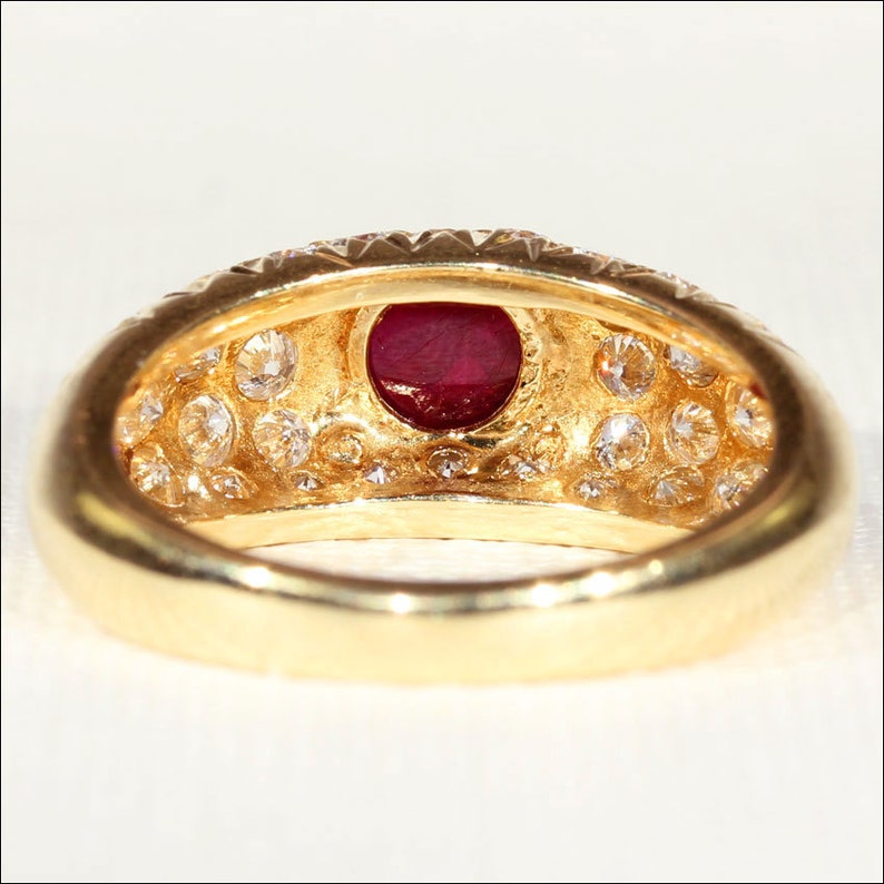 Stunning Vintage Cabochon Ruby and Diamond Ring in 18k Gold - Etsy