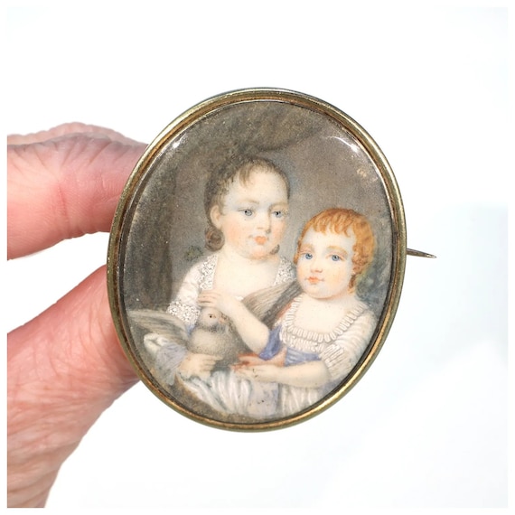 Early Victorian Enamel Portrait Miniature 15k Gold - Gem