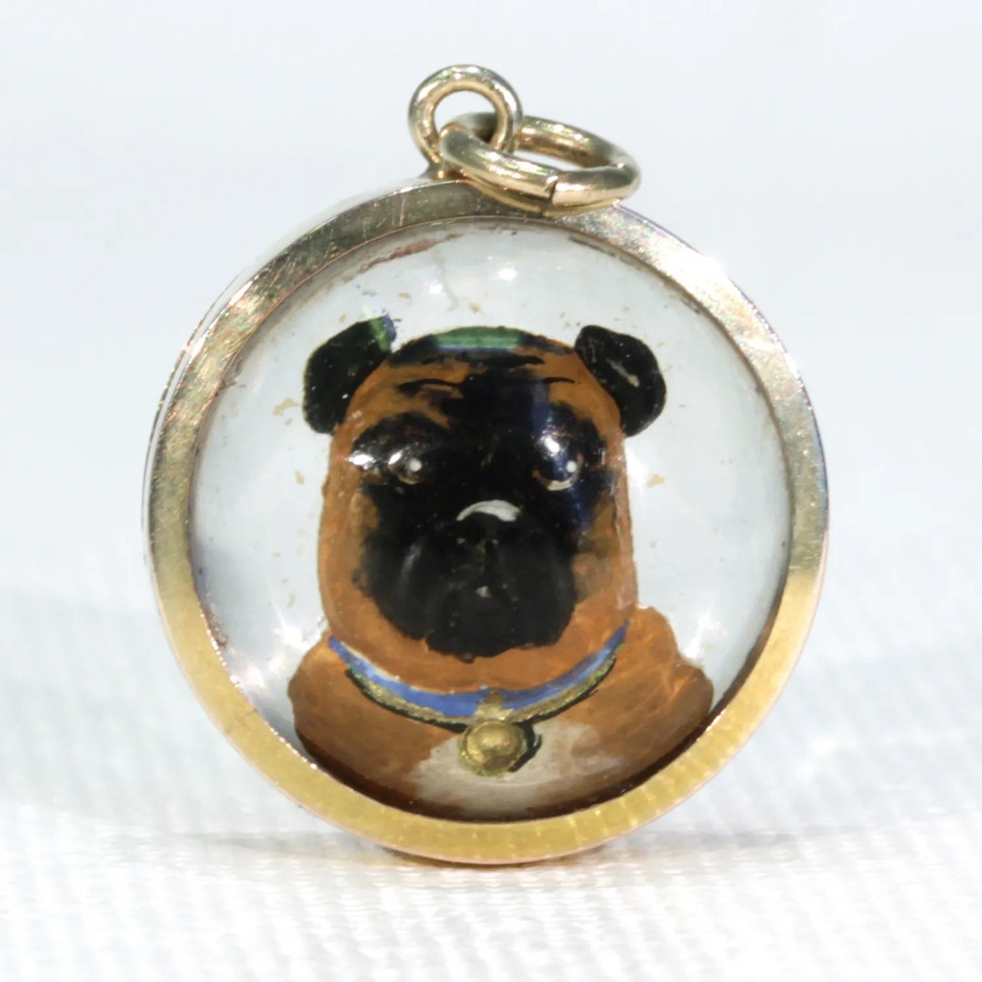 Victorian Essex Crystal Pug Dog Pendant - Etsy
